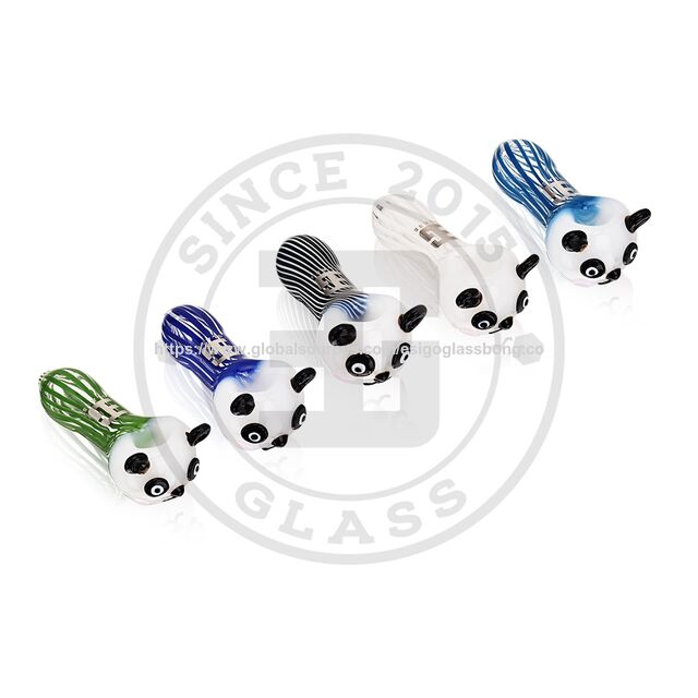 Eg Glass Hot Selling Designs Panda Head Twisted Line Hand Pipe Dry Herb ...