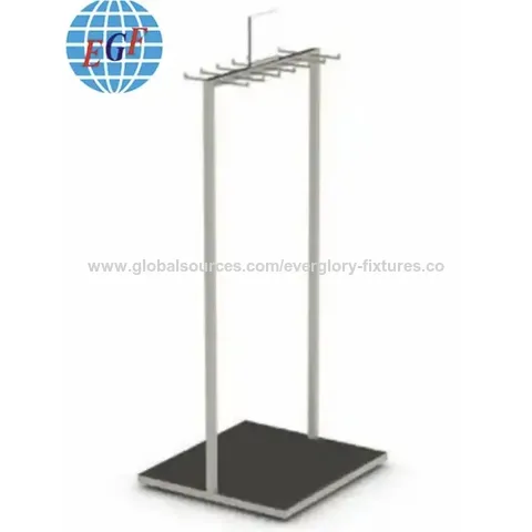 Double-sided Metal Display Rack With Hooks And Top Sign Holder For ...