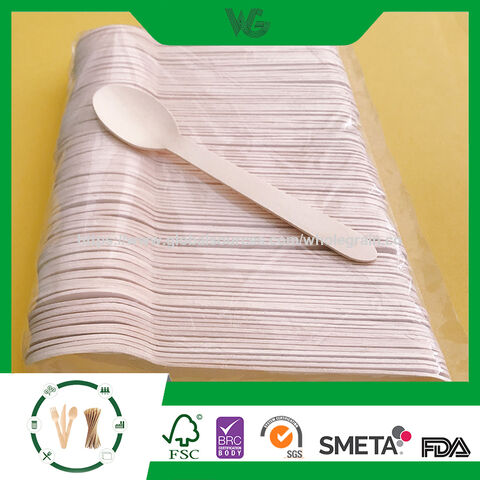 Natural And Disposable Birch Wooden Spoon Wooden Cutlery Wooden Fork ...