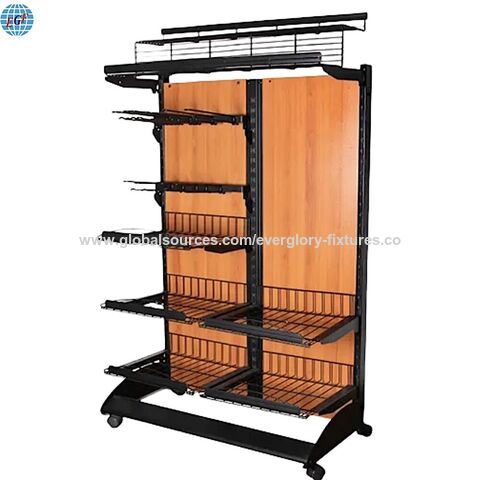 Wood Retail Display Stand With Slatwall Mdf Display Board Wood Flooring ...