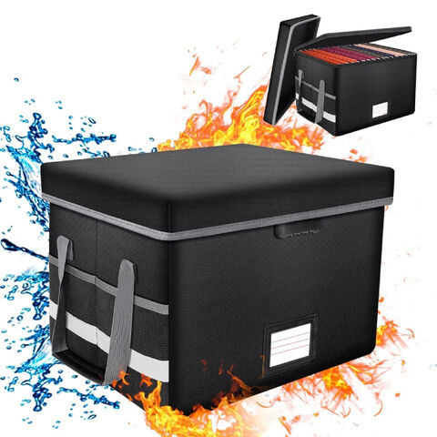 Storage Box With Lift-off Lid Fireproof File Box Collapsible Portable ...