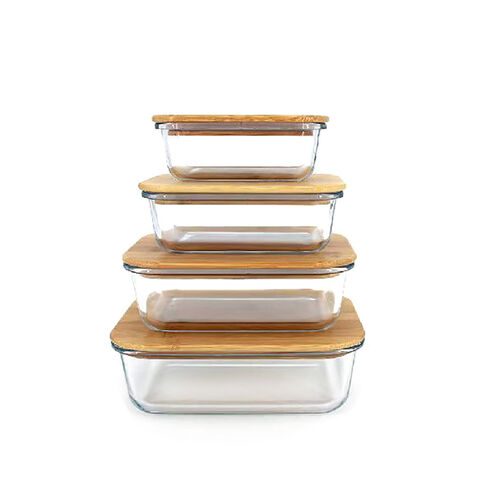 Heat Resistance Glass Meal Food Container Glass Lunch Boxes With Bamboo ...