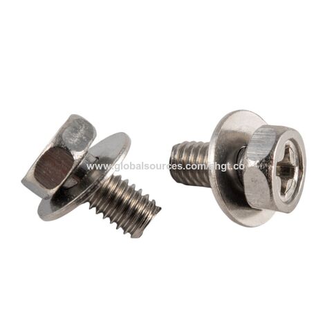 #8 #10 #6 Stainless Steel Phil Recessed Hex Head Sems Screw For ...