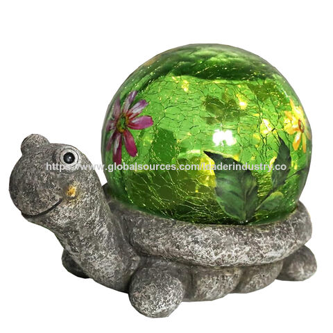 Bsci Factory Solar Garden Statue Turtle Figurine Resin Statue With ...