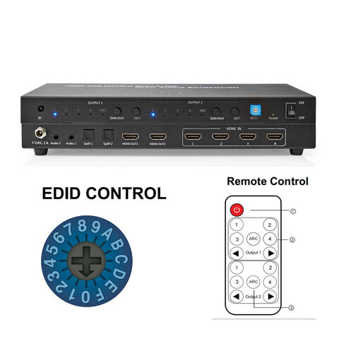 Gmax Hdmi 4x2 Matrix Switcher With Audio Extraction,4k60hz Hdmi2.0 & Hdcp2.2 Hdr Hdmi Switch ...