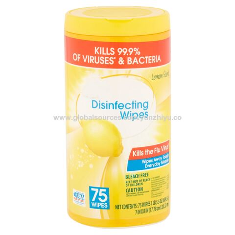 Canister Killing 99.9% Bacteria Lemon Scent Disinfecting Wipes For ...
