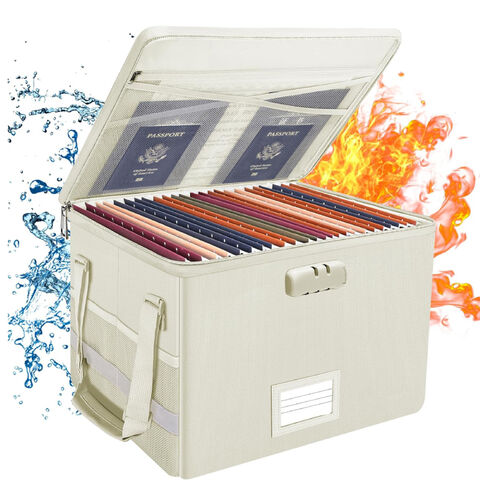 Fireproof Document Box With Lock File Storage Organizer Box With Mesh ...