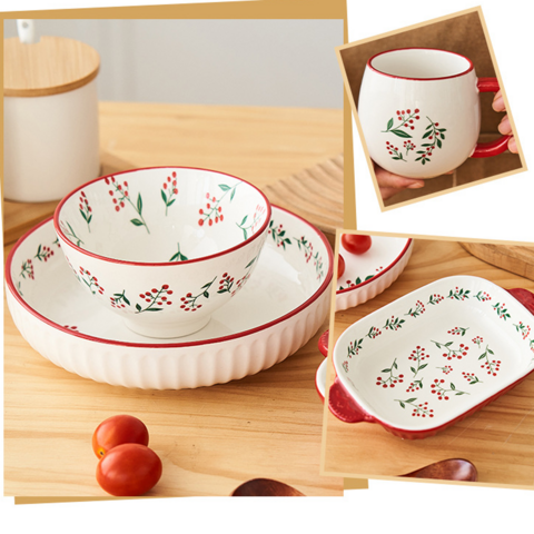 Handpainted Rim Floral Design Porcelain Dinnerware Sets, Ceramic ...