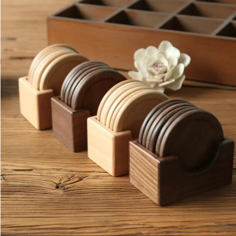 Factory Supply Round Square Walnut Bamboo Coaster Custom Drink Print ...