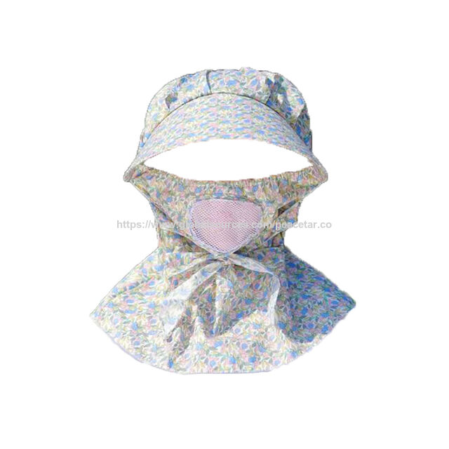 Printed Wide Brim Visor With Breathable Mesh Face Mask. Provides Upf 50 ...
