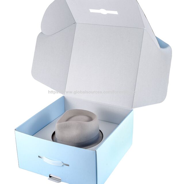 White Custom Paper Packaging Box With Plastic Handle For Wide Brim Hats - China Wholesale Luxury ...