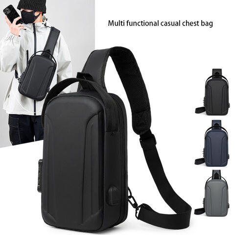 Hard Shell Sling Bag For Men, Water Resistant Crossbody Backpack With ...