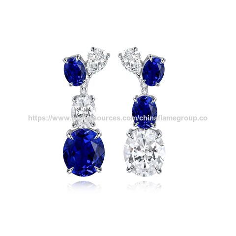 S925 Sapphire Jewelry Lab Gemstone Earring Drop Luxury Jewelry Set ...