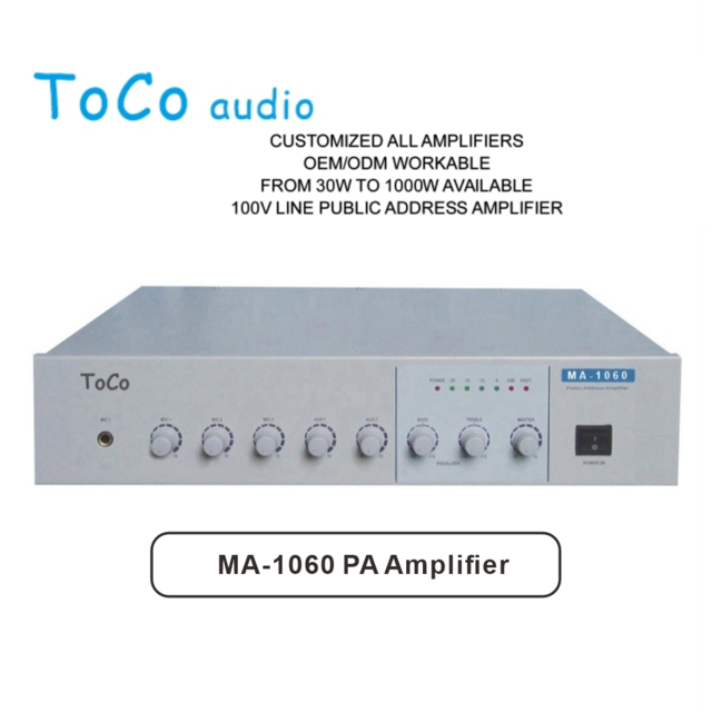 Customizable Ma-1060 Amplifier With 100/70v/4 To 16 Ohm Output, Oem/odm ...