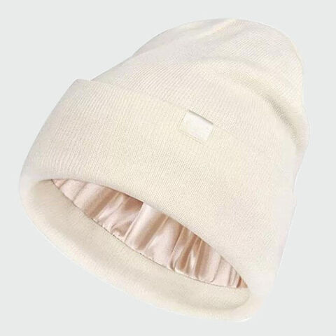 Buy China Wholesale Ai-mich Custom Logo Cotton Knit Beanie With Satin ...