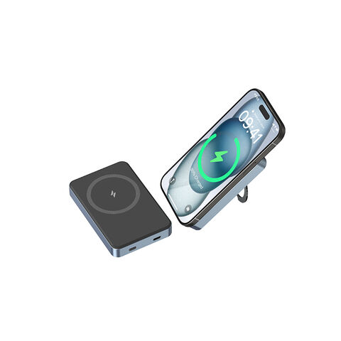 Sleek 5000mah Power Bank With Dual Plugs And Adjustable Stand For Multi ...