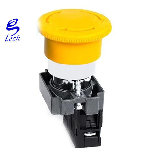 Xb2-bs Metal Head Yellow Emergency Stop Switch Stop Button Rotation ...
