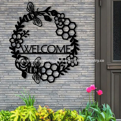 Buy China Wholesale Bsci Factory Metal Garden Sign Bee Wreath Welcome ...
