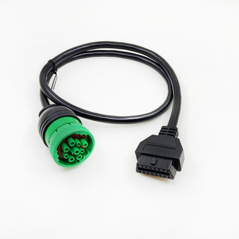 J1939 9 Pin Male Connector To 16 Pin Obd2 Adapter Truck Cable Obd Obdii ...