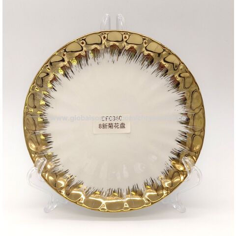Luxury Ceramic Gold Rim Dinner Porcelain Plat Ceramic Dinnerware Plates ...