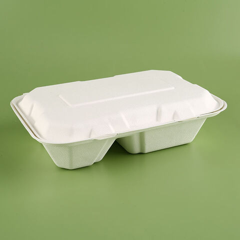 Disposable Rectangle Biodegradable Sugarcane Bagasse Food Lunch ...