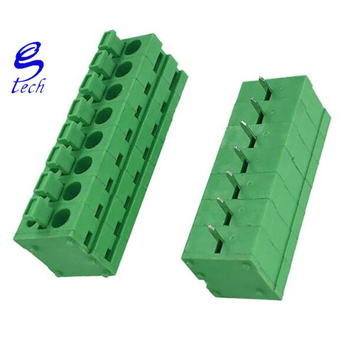 Button Type Spring Connector 2p To 6p Straight Leg Green Straight Leg ...