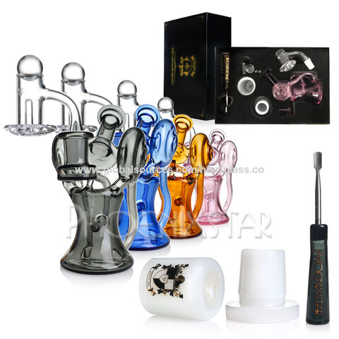 7pcs Smoke Set Oil Rig Recycler Bongs Full Welded Quartz Banger Helix ...