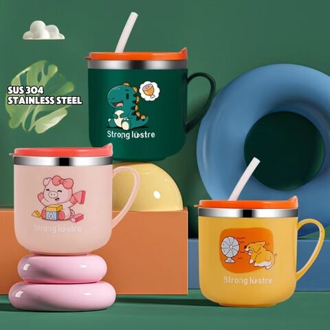 Stainless Steel Mugs Cartoon Pattern Creative Cup Bilayer Heat ...