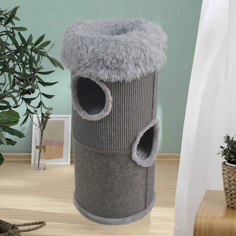 New Design Fluffy Cat Scratching Barrel Tree With Three Doors, Cat ...