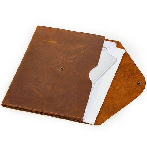 Genuine Leather Envelope Folder Crazy Horse Leather A4 Paper File Pouch ...