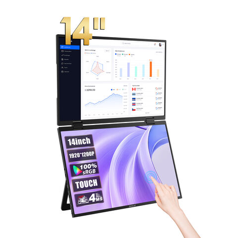 Newly Upgraded 14inch 1200p Dual Screen Touching Folding Portable ...