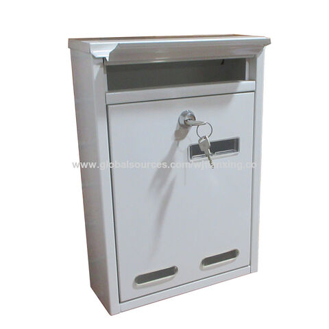 Modern Style Wall-mounted Galvanized Steel Mailbox White Color Lockable ...