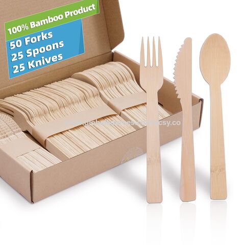 Disposable Bamboo Utensils Disposable/biodegradable Cutlery, Wooden ...