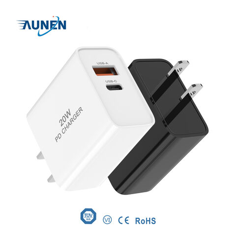 Fast Charger, 2 Input 20w Dual Port Qc+ Usb C Charger Stand Plug ...