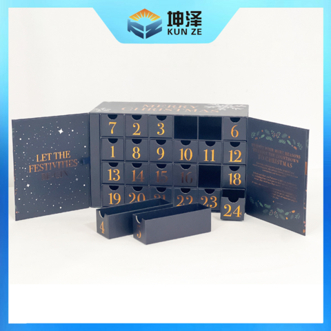 Custom Advent Calendar Box Custom Black Kraft Packaging Corrugated ...