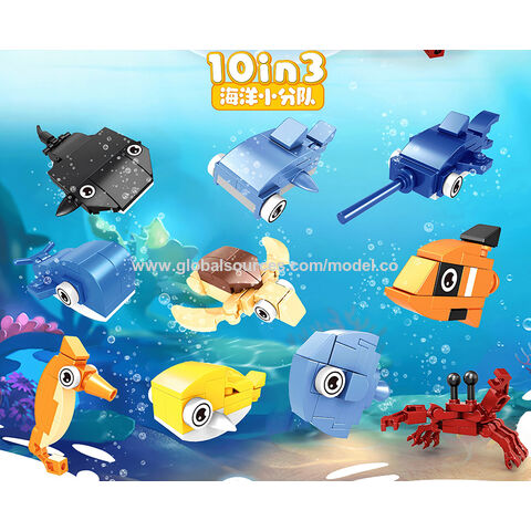 10 In 3 Creator Cute Ocean Kingdom Sea Animal Whale Building Block Set ...