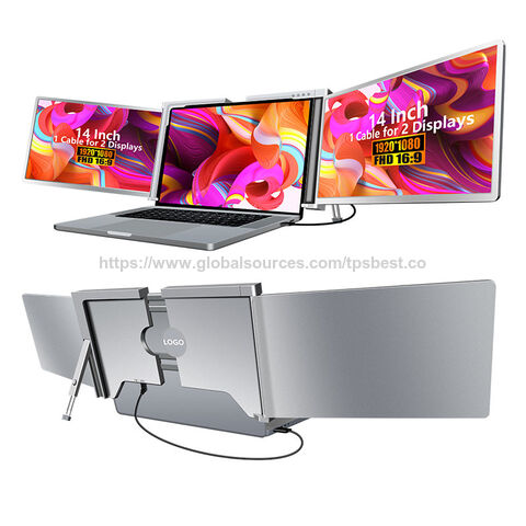 15 Inch Lcd Display Triple Screens Laptop Extender Monitor Two Cables ...