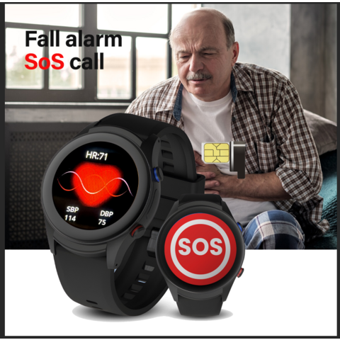 4g Gps Elderly Smart Watch Fall Alert Anti-lost Medicine Reminder Sos ...
