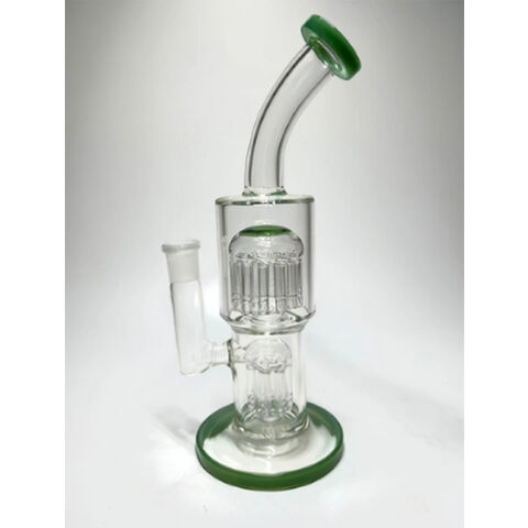 New Design Hand Blowing Green Shape Transparent Glass Long Pipe Bong ...