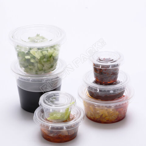 2oz Disposable Clear Plastic Sauce Cups With Lids Portion Pp Cups With ...