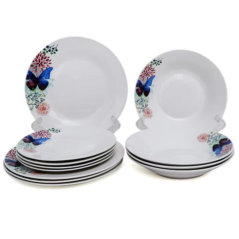 Heat Resistant Exquisite Bowl Porcelain Ceramic 12pcs Dishes Plates ...