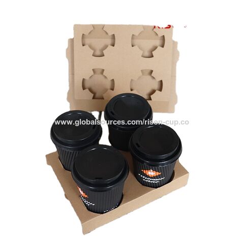 2 Pack 4 Pack Disposable Cardboard Coffee Cup Holder Cardboard Drink ...