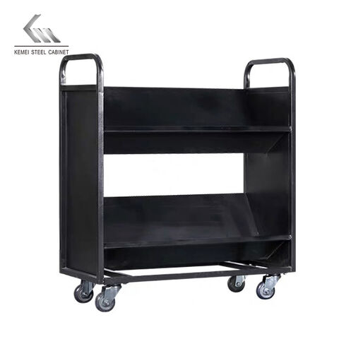 Cheap Price School Library Furniture Steel V Shape Book Trolley Mobile ...
