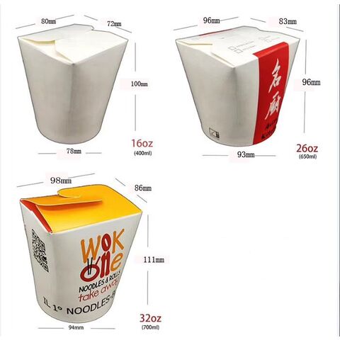 Custom Print Krift And White Paper Food Container Take Away 16oz 26oz ...