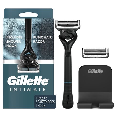 Gillette Intimate Men's P-ubic Hair Razor, Black, 1 Handle, 2 Blade ...