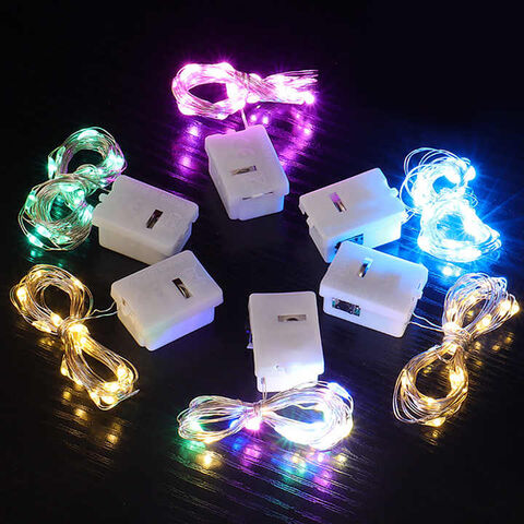 Led Copper Wire String Light 3-function Flashing Mode Button Battery ...