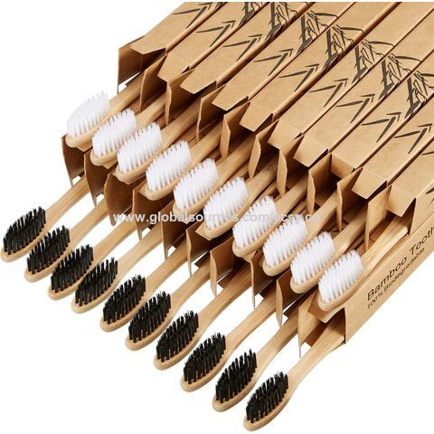 Individually Kraft Paper Packaged Bamboo Toothbrushes Reusable Charcoal ...