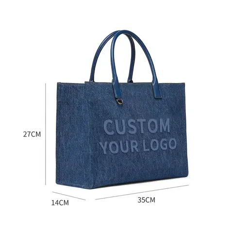 Buy China Wholesale Denim Ladies Handbags With Custom Logo, Wholesale ...