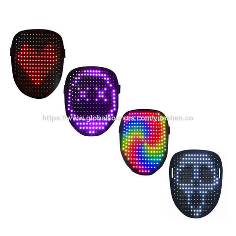 Rechargeable Smart Full Face Light Up Shining App Led Party Mask Glow ...