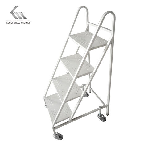 Cheap Price Warehouse Metal Rolling Mobile Ladder 4 Platform Ladder ...